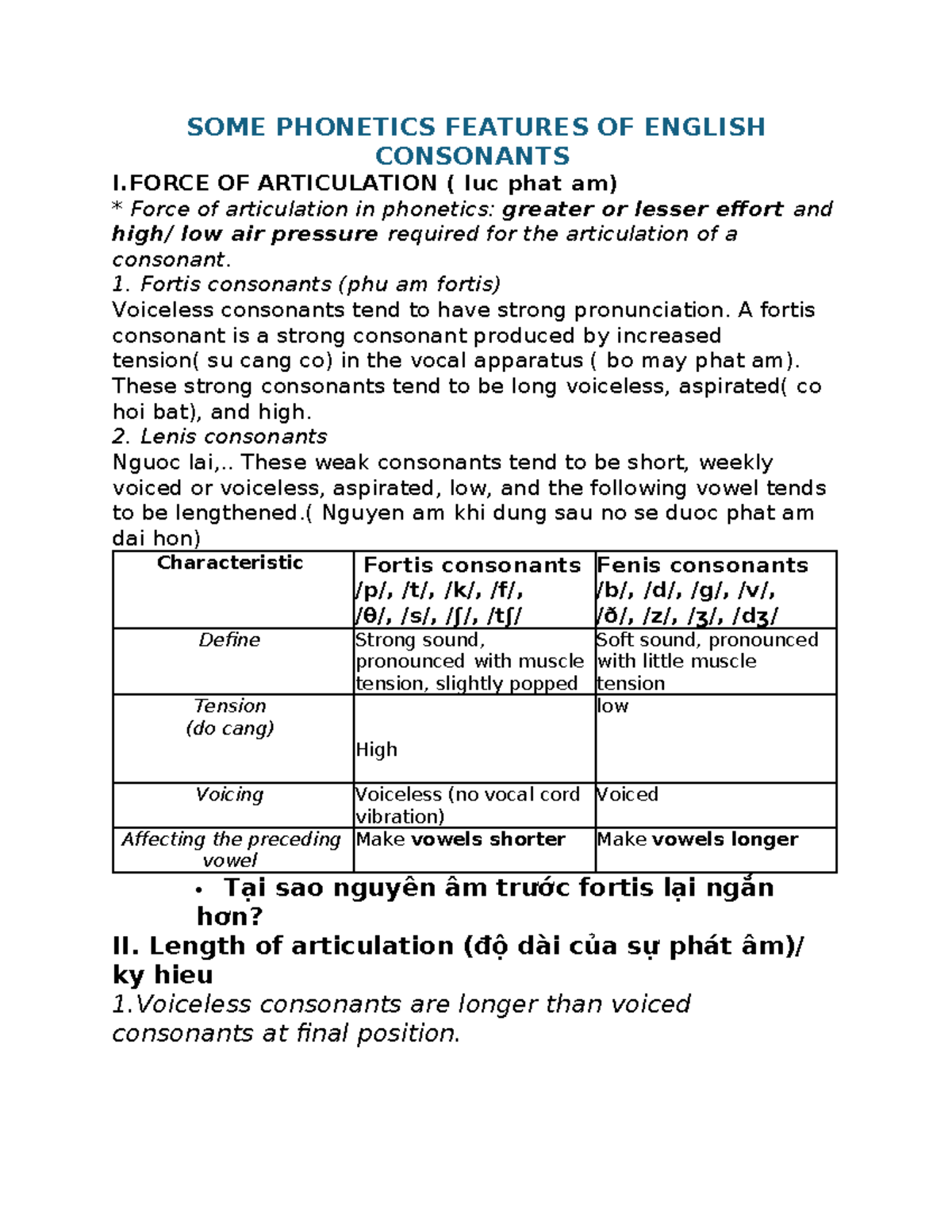 Phonetics Features of English Consonants: Force of Articulation ...