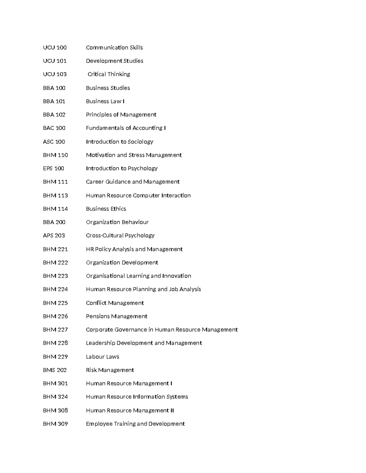 Human Resource Management Units Overview: BHM Courses - Studocu