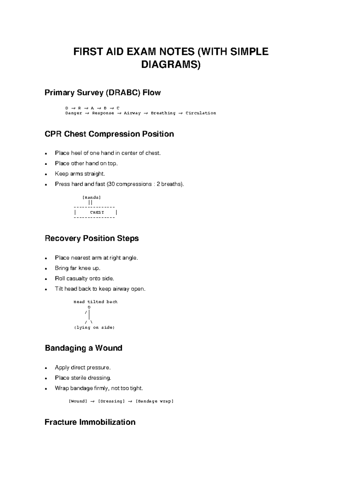 First Aid Exam Notes (DRABC & CPR Techniques) - Studocu