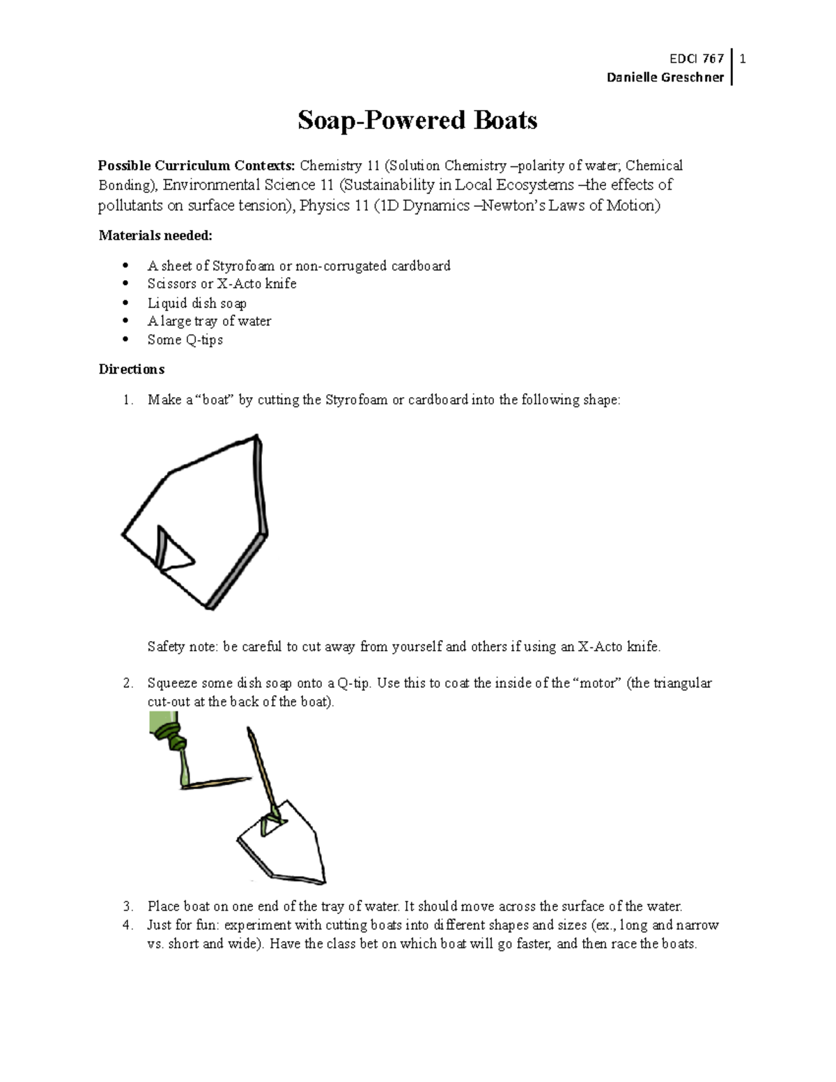 EDCI 767 Lesson Plan: Soap-Powered Boats & Surface Tension ...