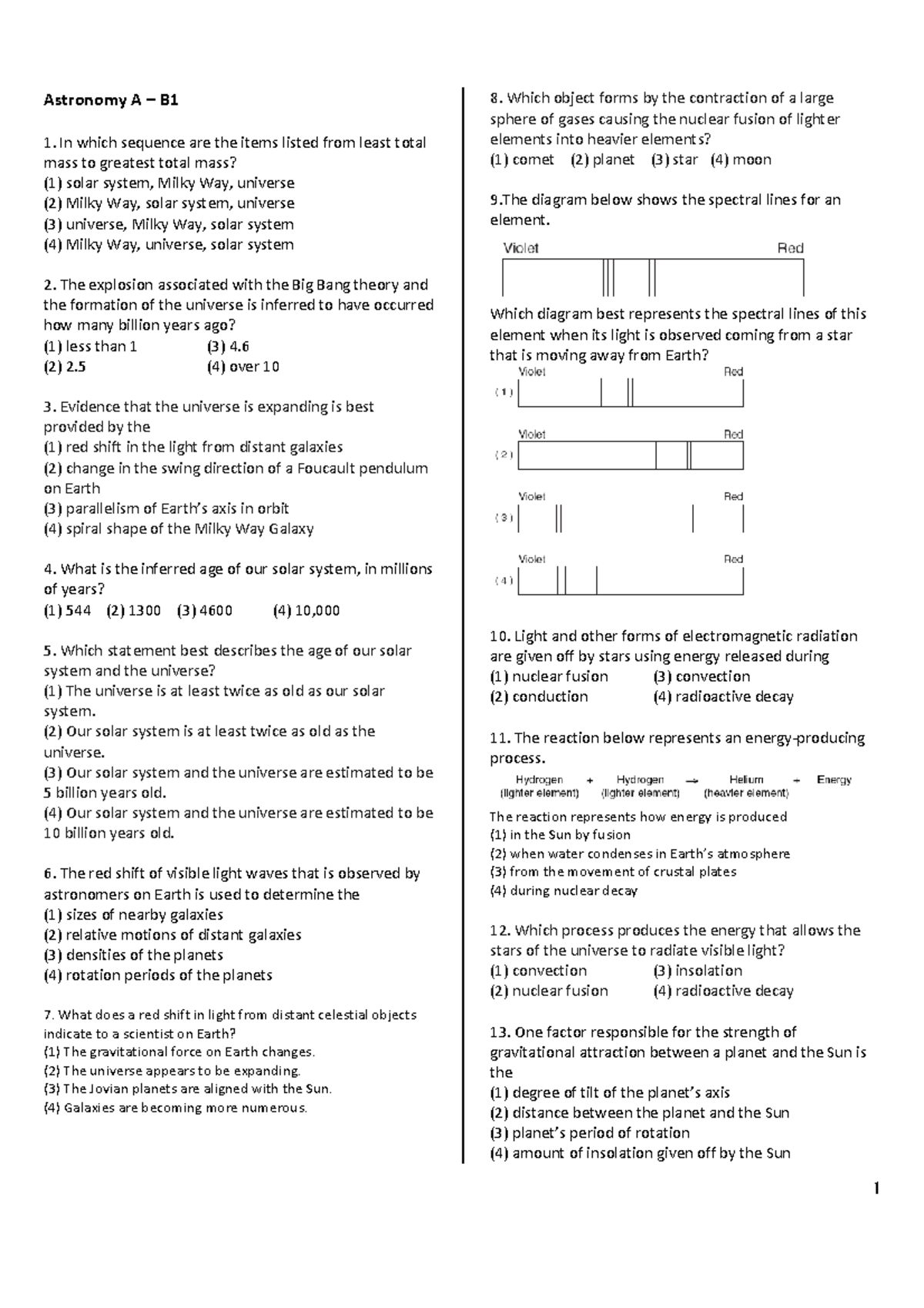 Astronomy A B1 1: Comprehensive Review of Key Concepts and Questions ...