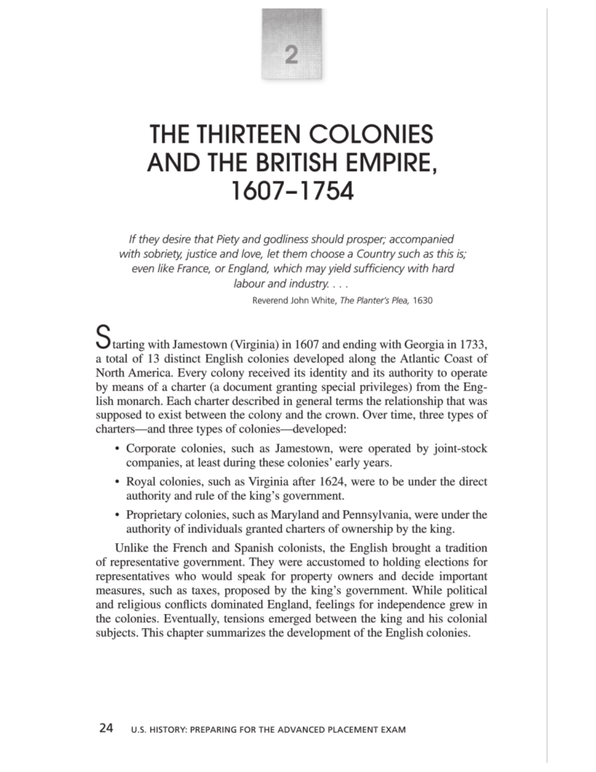 U.S. HISTORY: AP EXAM CHAPTER 2 - THE THIRTEEN COLONIES & BRITISH ...