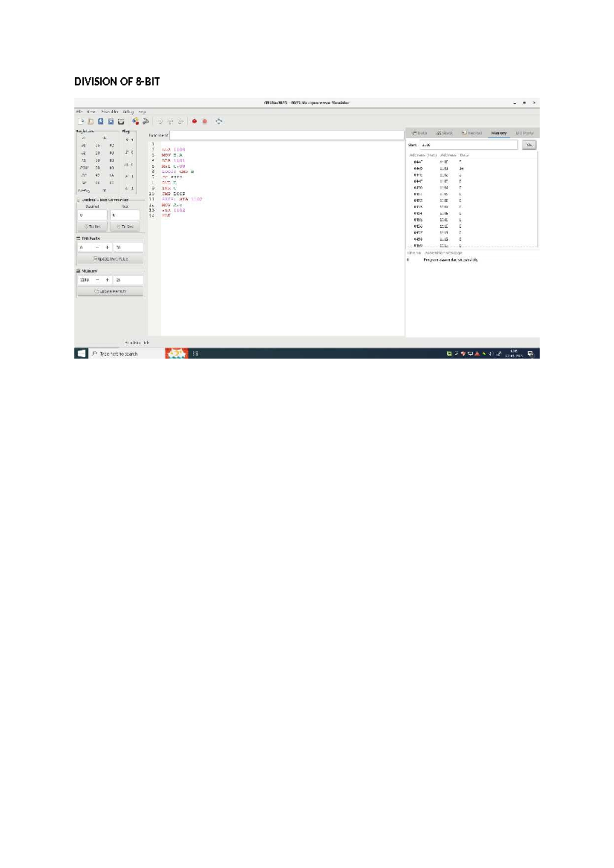 DIVISION OF GNUSim8085: 8085 Microprocessor Simulator Guide - Studocu