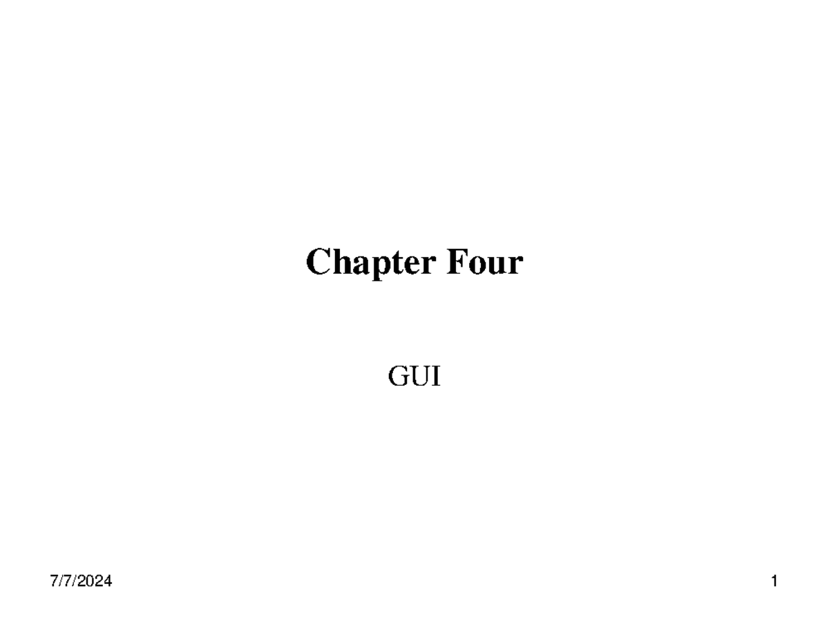 OOP Chapter 4 - GUI Overview and AWT vs. Swing Components - Studocu