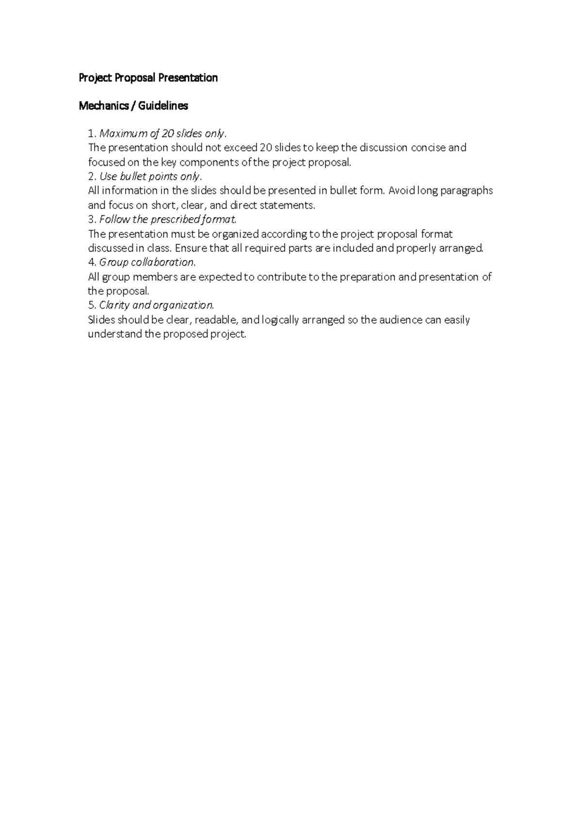 Project Proposal Presentation Guidelines for Effective Delivery - Studocu