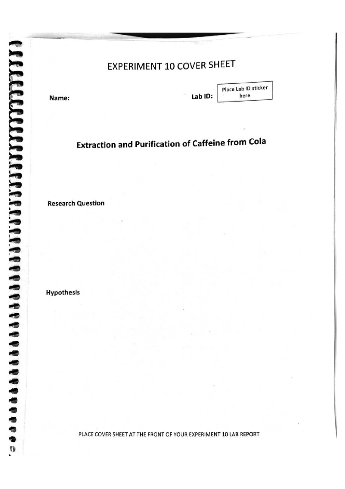 EXP 10 Lab Report: Extraction & Purification of Caffeine - Studocu