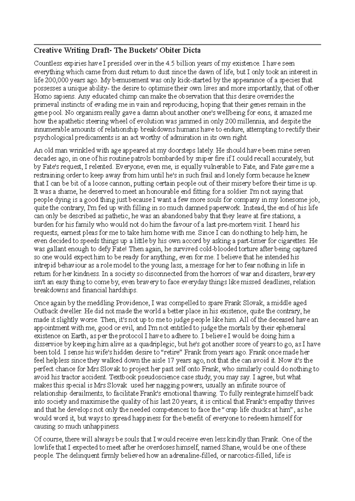 Creative Writing: Obiter Dicta - A Reflective Analysis on Life and ...