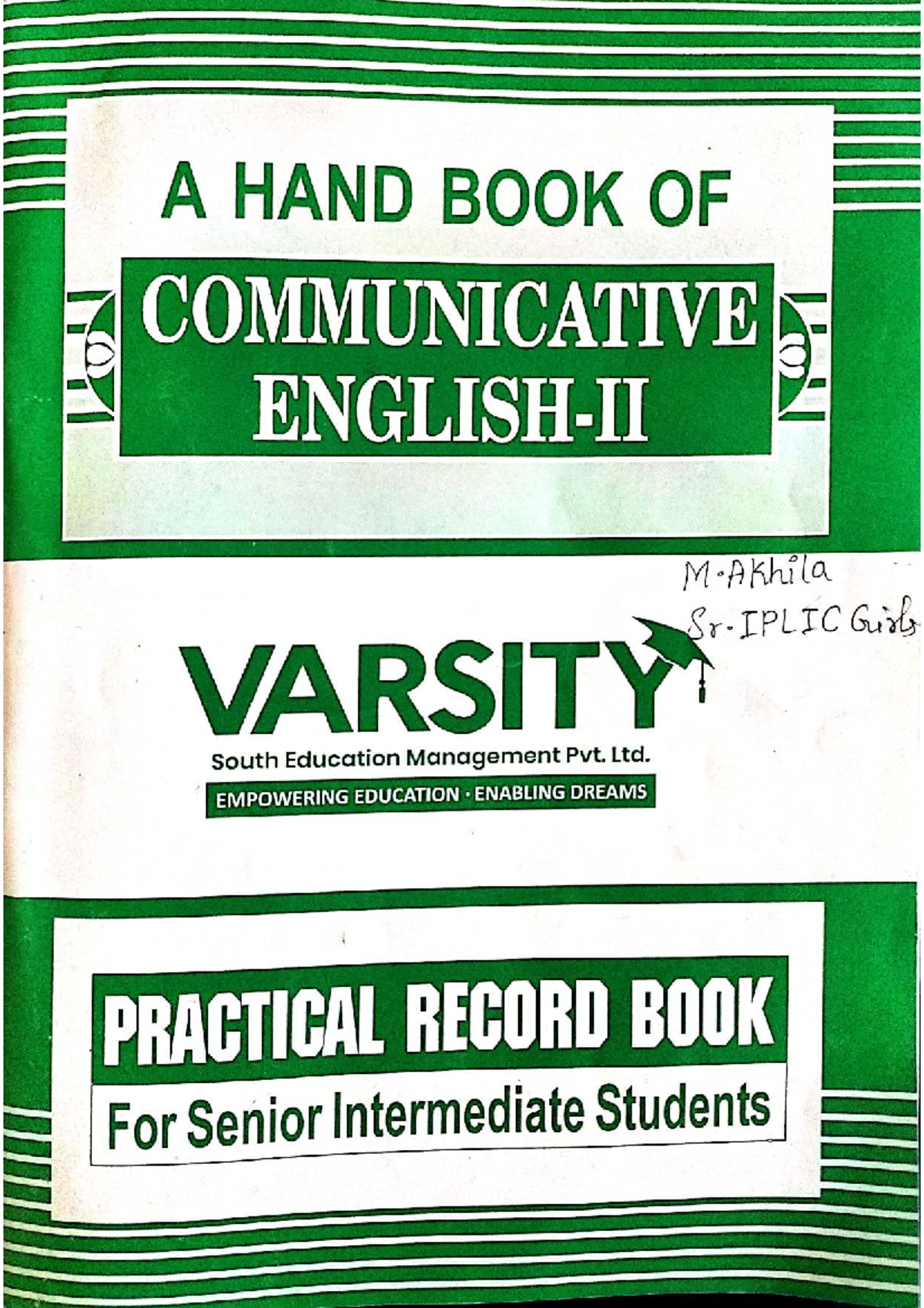 Sr. English Practical Record Book for Senior Intermediate Students ...