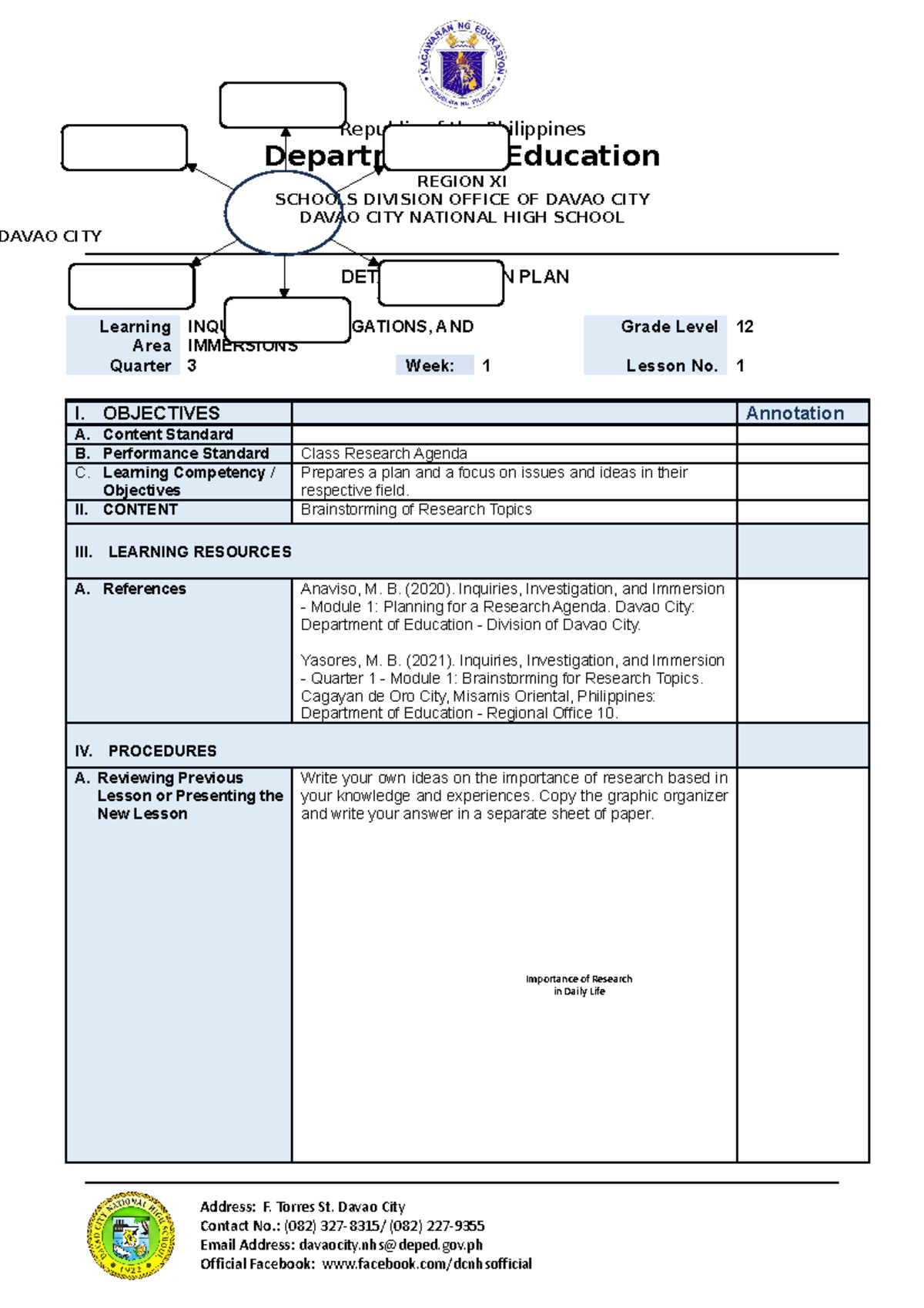 DLP - Comprehensive Lesson Plan on Research Methodologies for Grade 12 ...