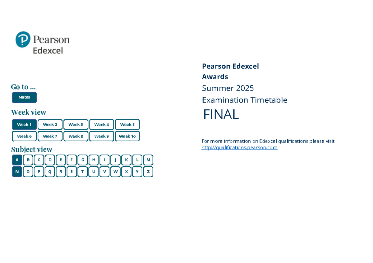 Edexcel Awards Summer 2025 Examination Timetable - FINAL - Studocu
