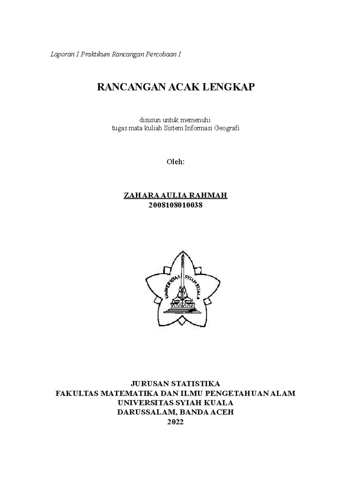 Laporan Rancob 1 - Laporan I Praktikum Rancangan Percobaan I RANCANGAN ...