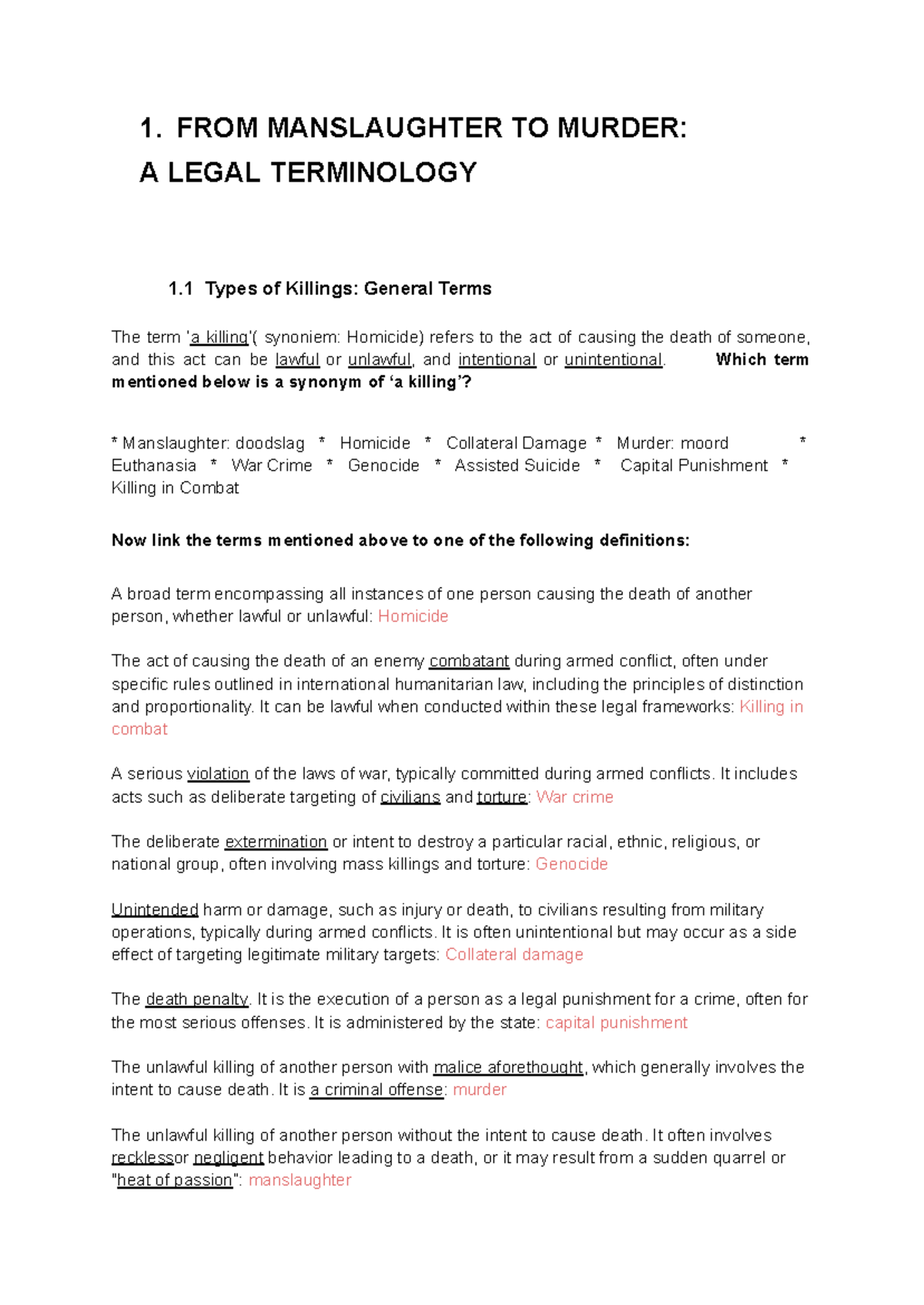 English 2 - oefening - 1. FROM MANSLAUGHTER TO MURDER: A LEGAL ...