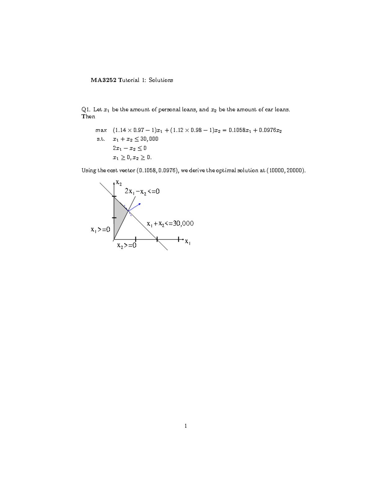 T1 Sol - MA3252 Tutorial 1 Solutions - MA3252Tutorial 1: Solutions Q1 ...