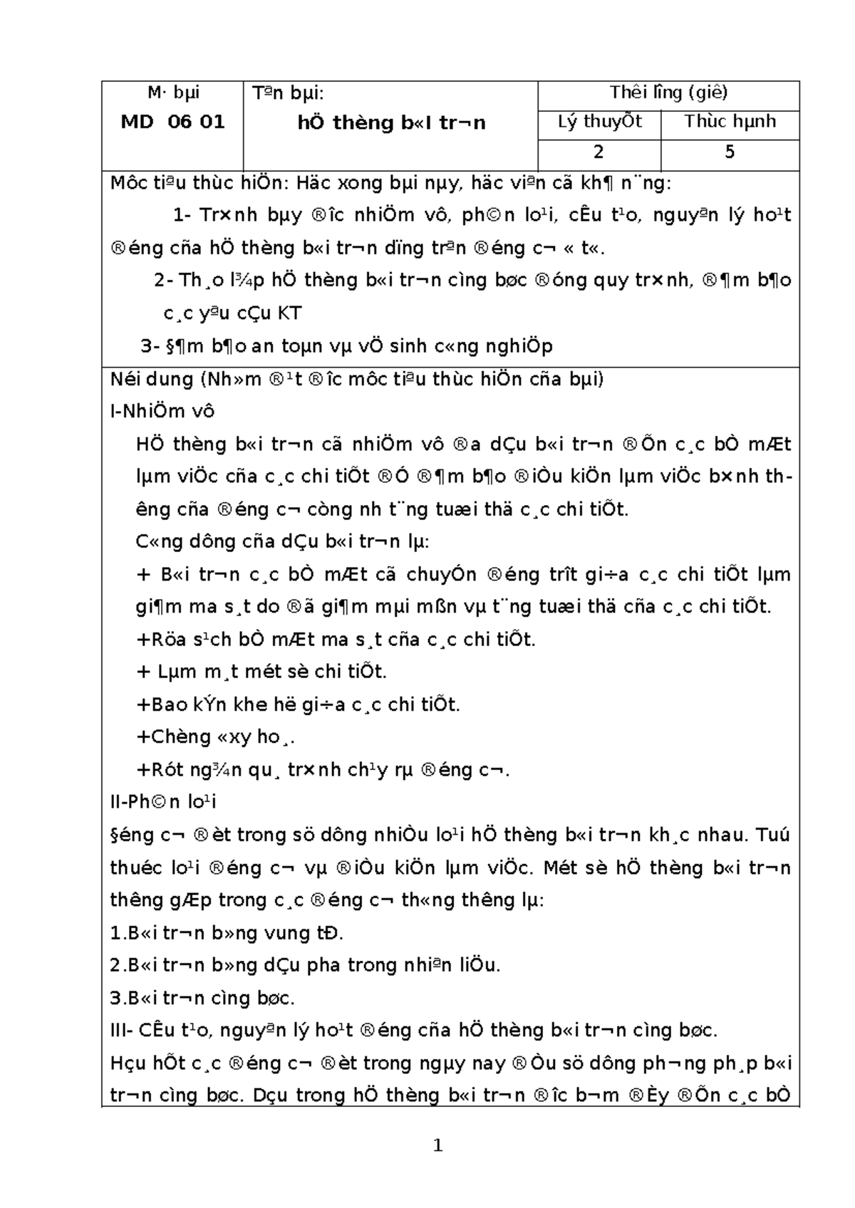 MD 06 01: Thêi lîng (giê) và Hệ thống Lý thuyết Thực hành 2 - Studocu