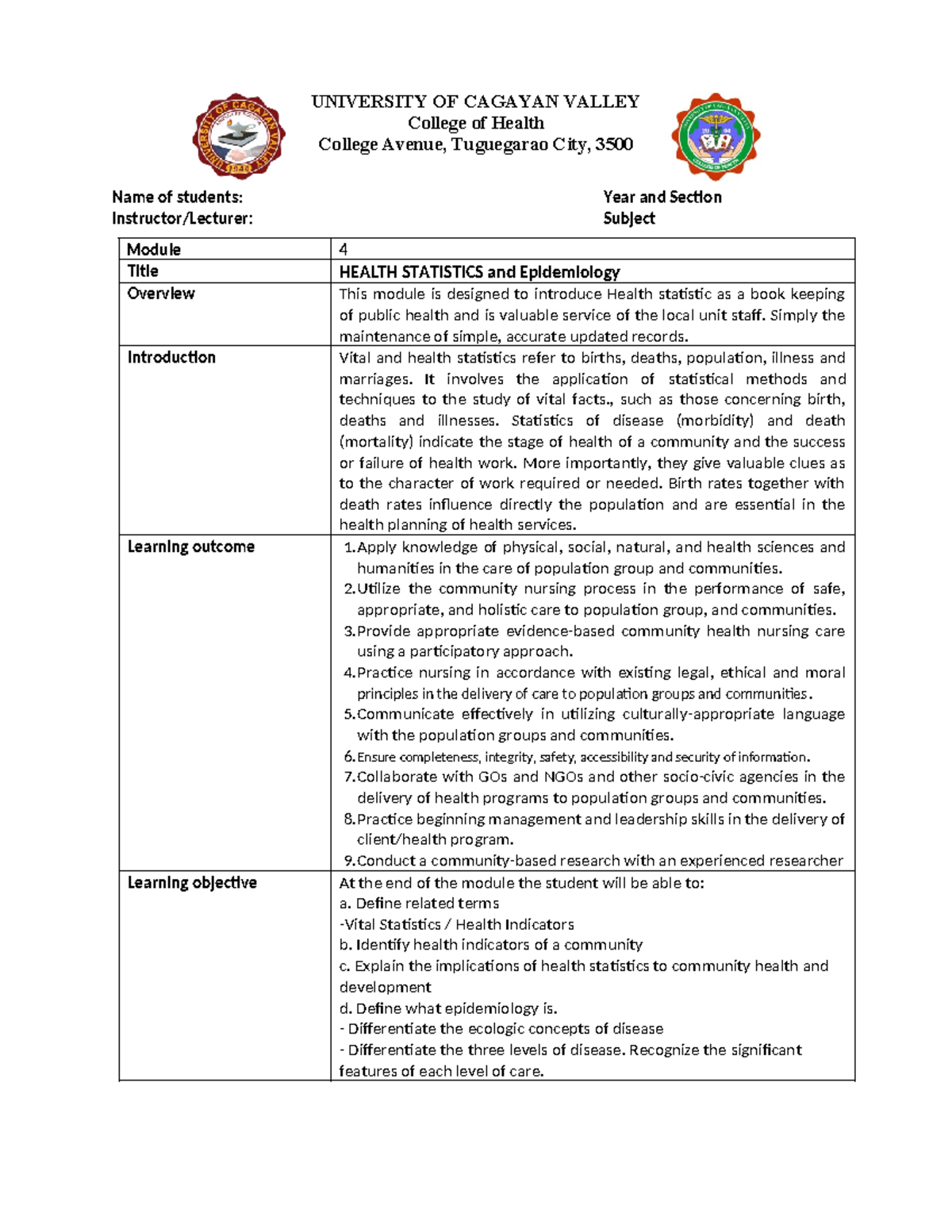 Chn 2 M4 Health Statistics & Epidemiology - Lecture Notes - Studocu