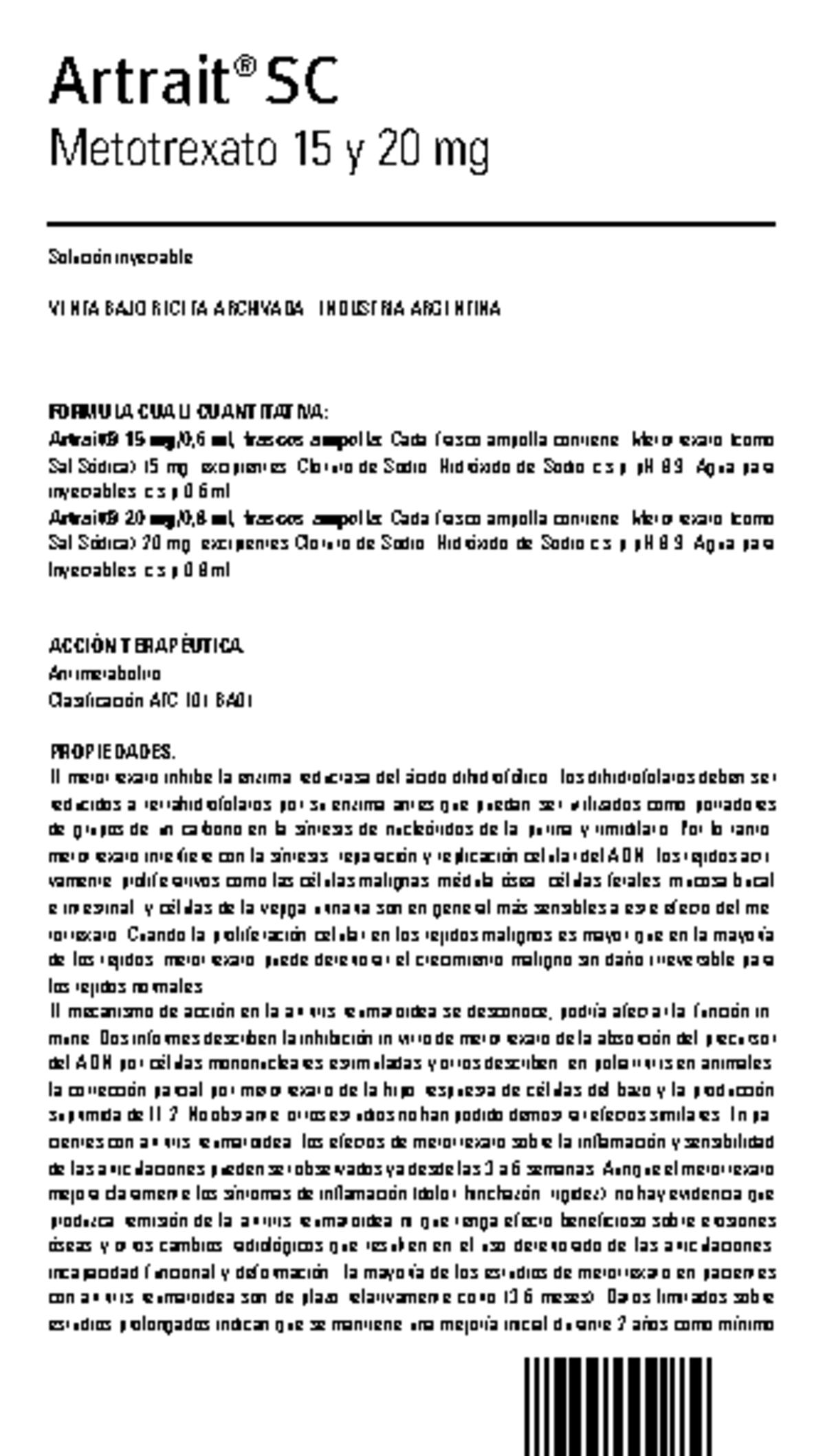 4 - lalalalalalala - Artrait ® SC Metotrexato 15 y 20 mg Solución ...