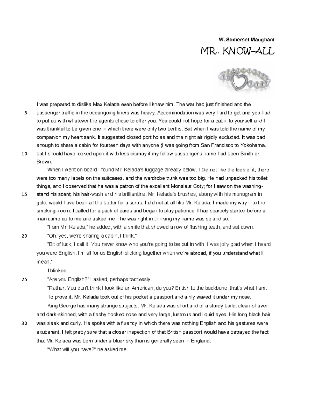 9 KERJA KERJA: An Analysis of W. Somerset Maugham's "Mr. Know-All ...