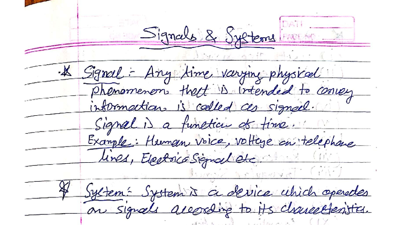 Signals & Systems Overview - Key Concepts and Definitions - Studocu