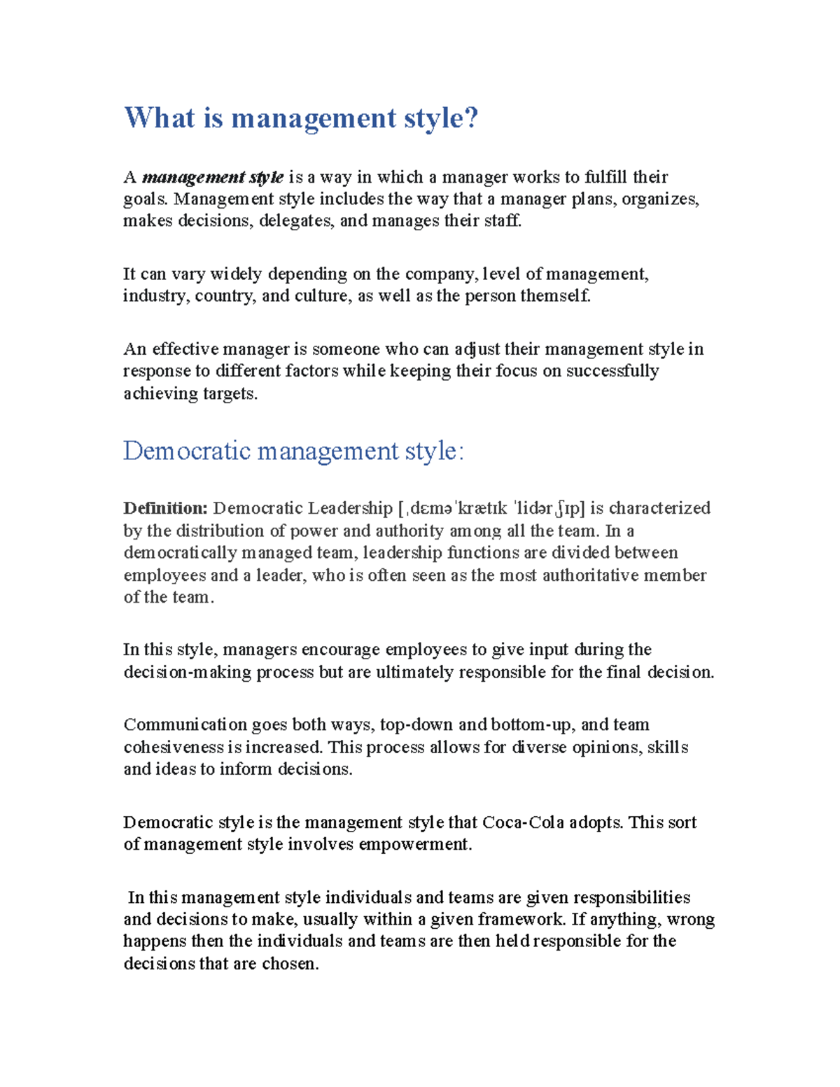 Democratic management styles - What is management style? A management ...