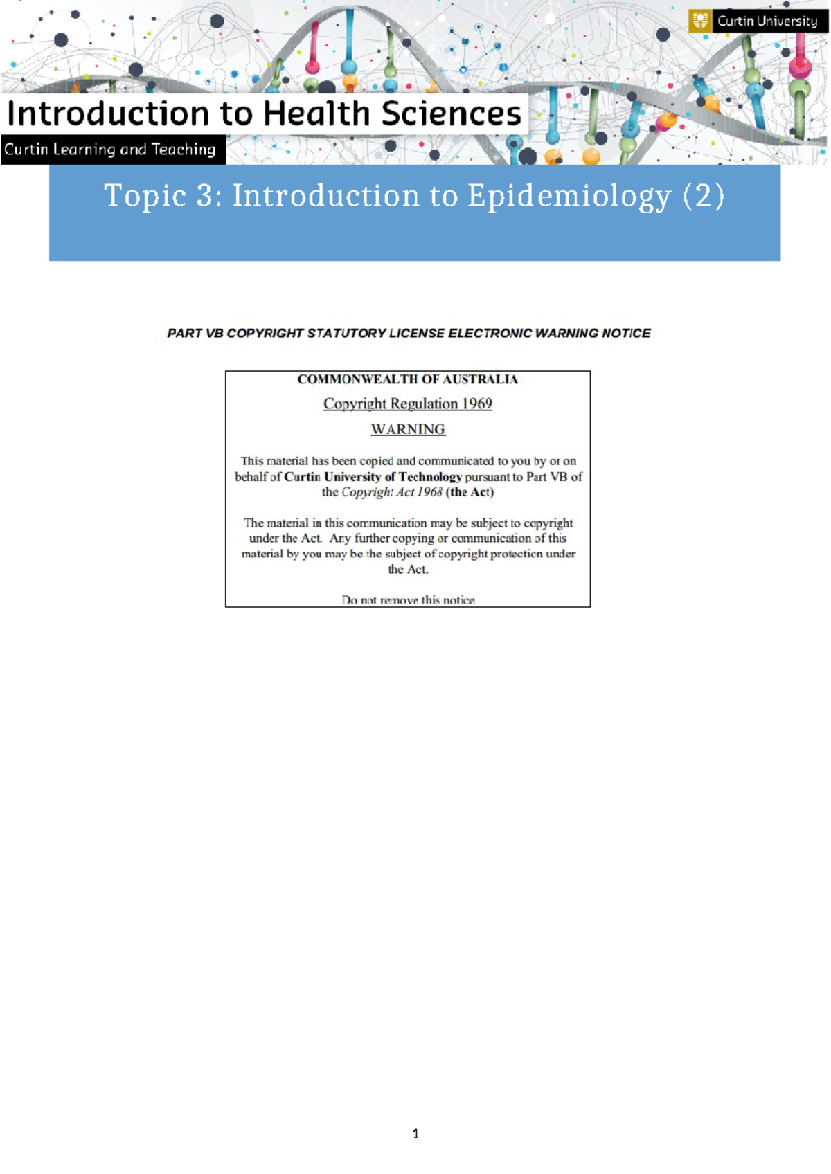 BIOL Topic 3 Introduction to Epidemiology P2 Study Material - Topic 3 ...