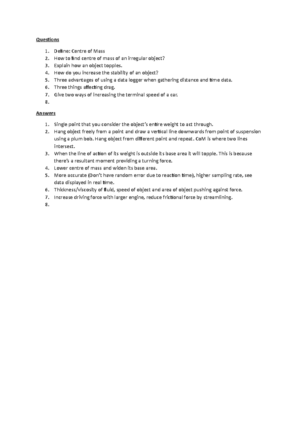AQA A Level Physics: Mechanics Review Questions & Answers - Studocu