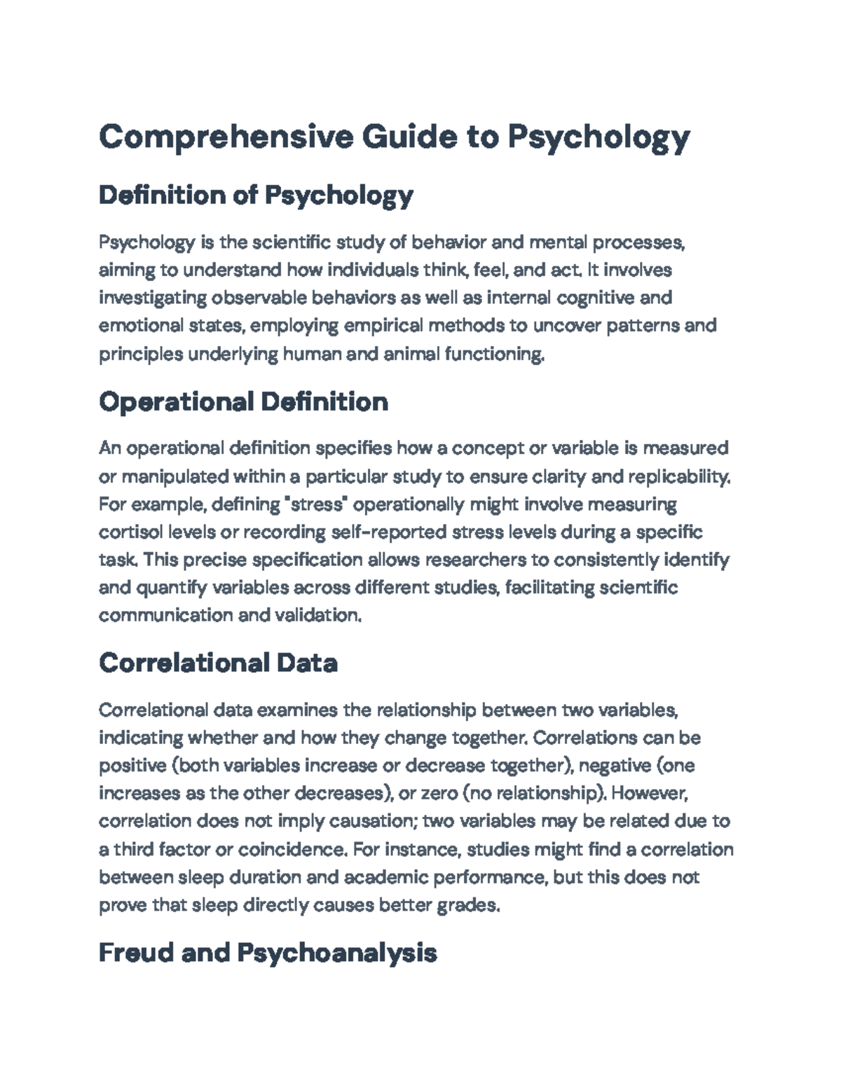 Comprehensive Overview of Psychology Concepts and Theories ...