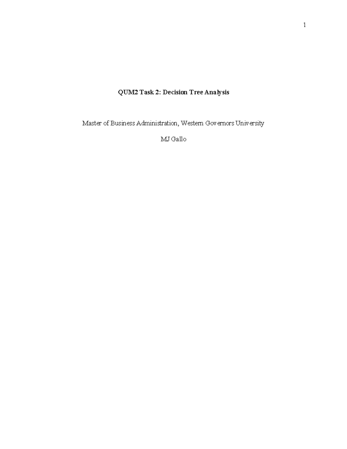 QUM2 Task 2: Decision Tree Analysis for Business Strategy Evaluation - Studocu