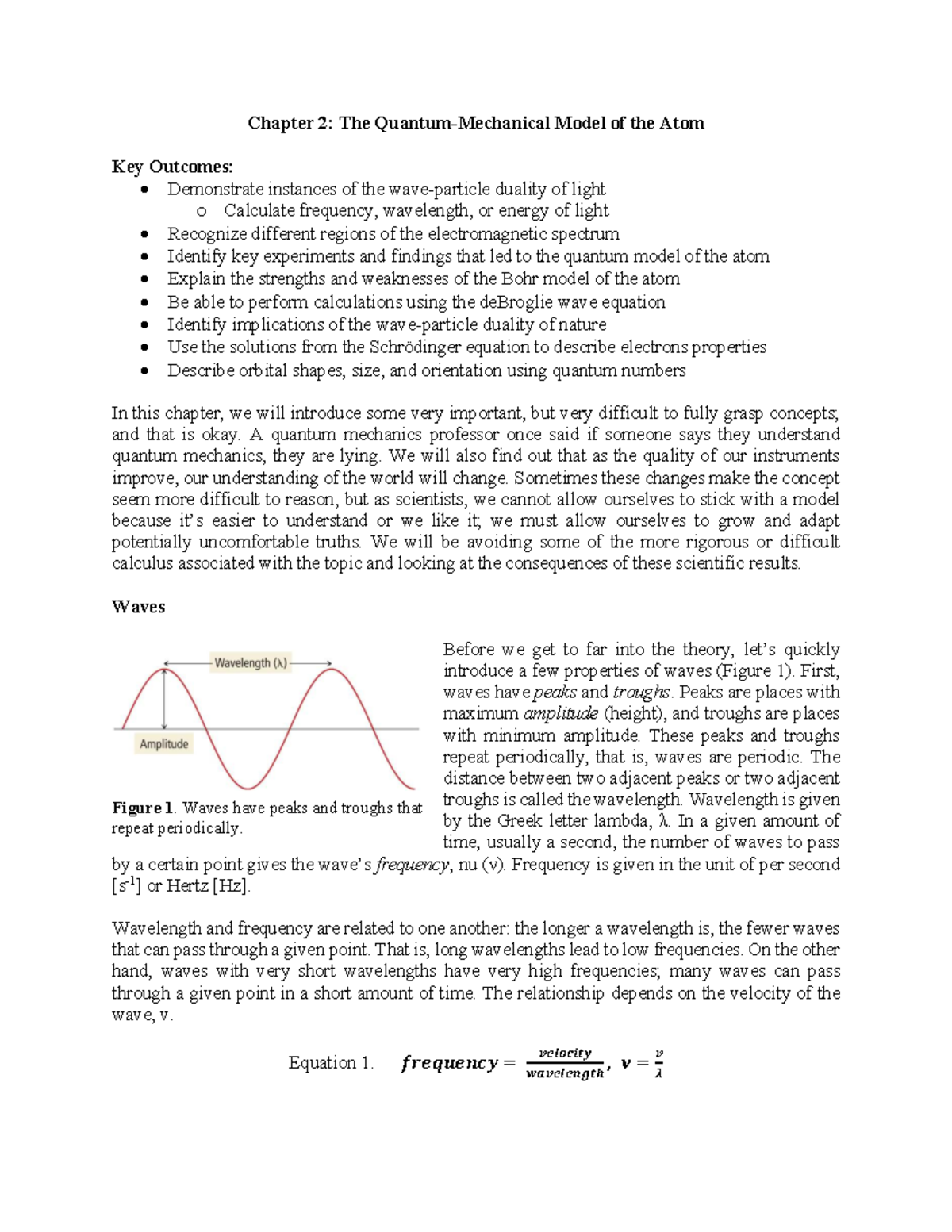Quantum Mechanics Notes: Wave-Particle Duality & Atomic Models (CHEM ...