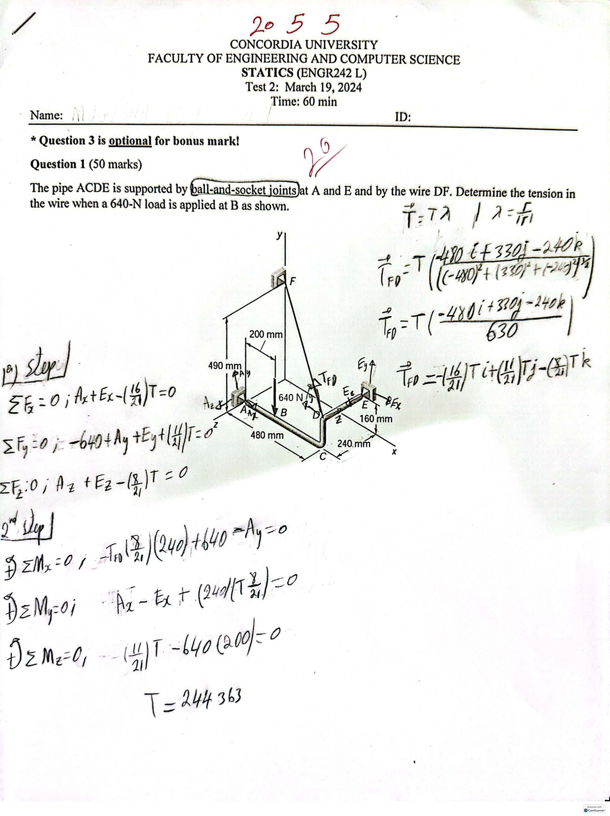 ENGR 242 Statics Test 2 - March 19, 2024 - Studocu