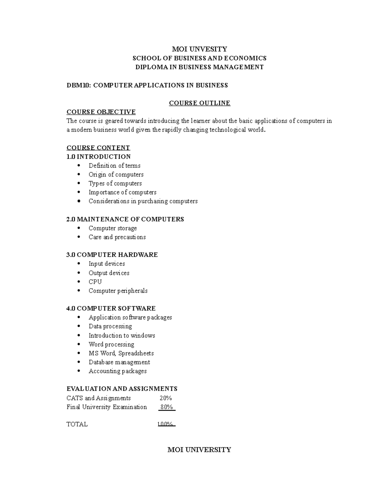 DBM10: Computer Applications in Business Course Outline & Notes - Studocu