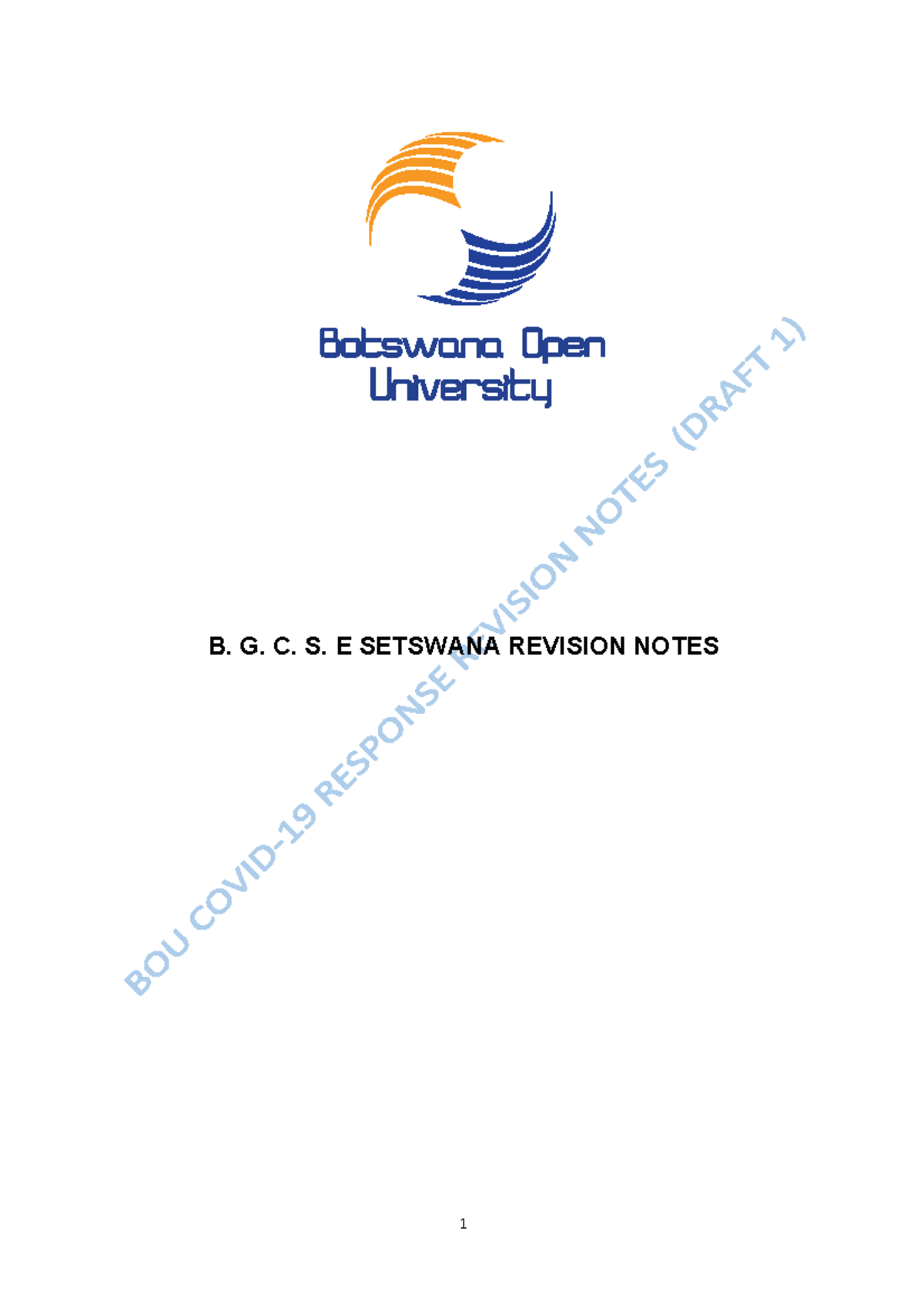 BGCSE Setswana Revision Notes for Final Exam Preparation - Studocu