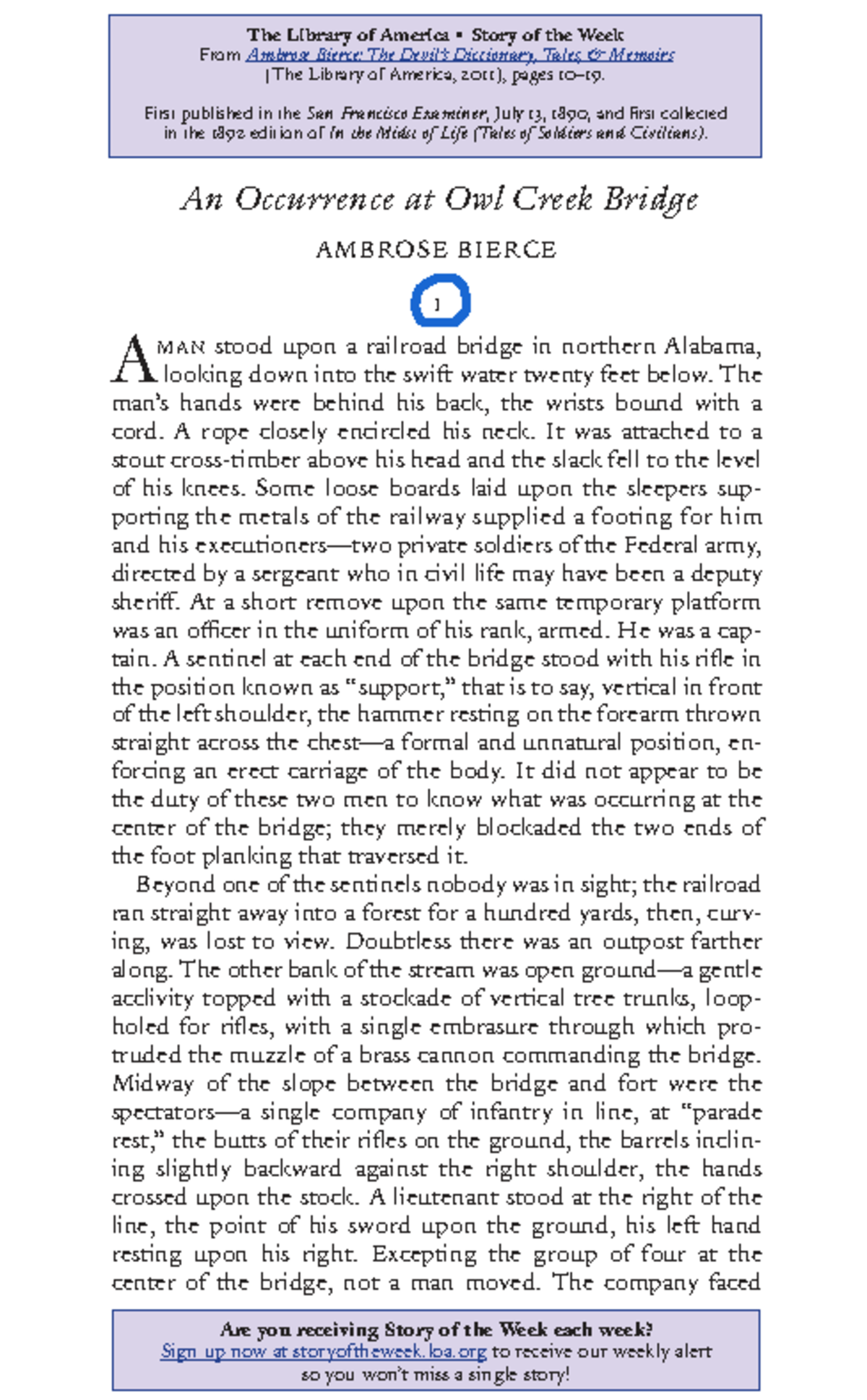 Bierce's "An Occurrence at Owl Creek Bridge" - Literary Analysis Notes ...