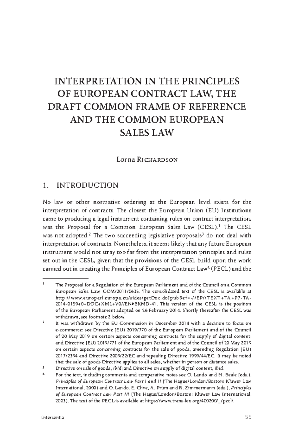 Contract Interpretation in PECL, DCFR & CESL: A Comparative Study - Studocu