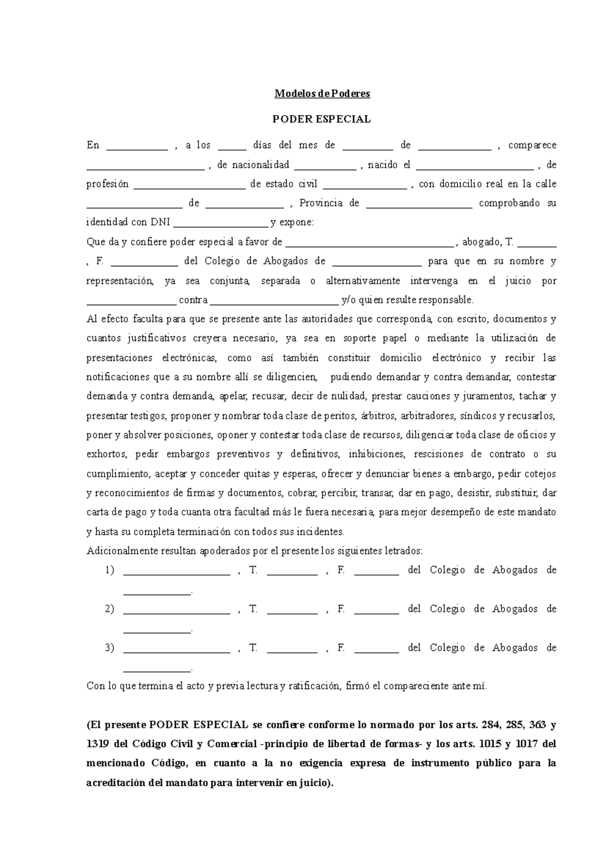 Modelo DE Poder Especial - Modelos de Poderes PODER ESPECIAL En ...