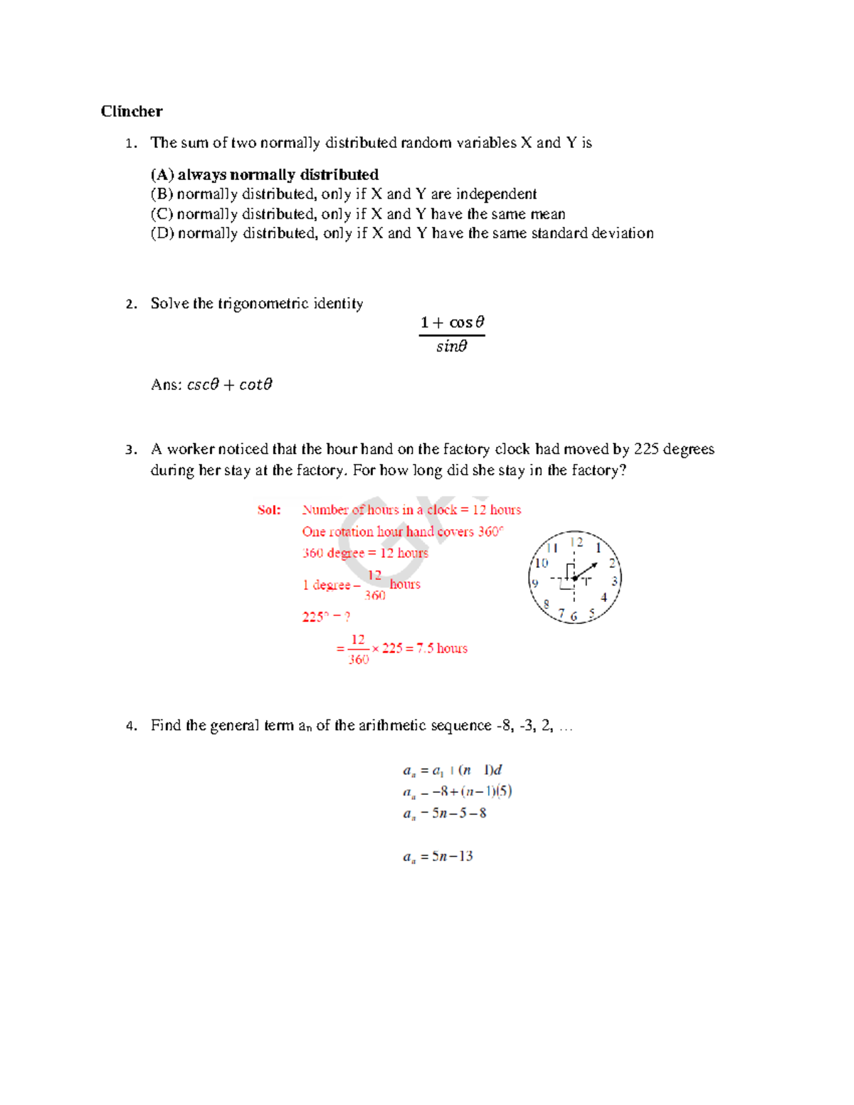 Clincher - Clincher 1. The sum of two normally distributed random ...
