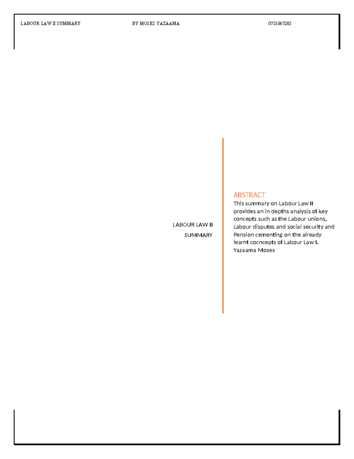 Labour LAW Iisummary - AN EXCELLENT PIECE - LABOUR LAW II SUMMARY ...