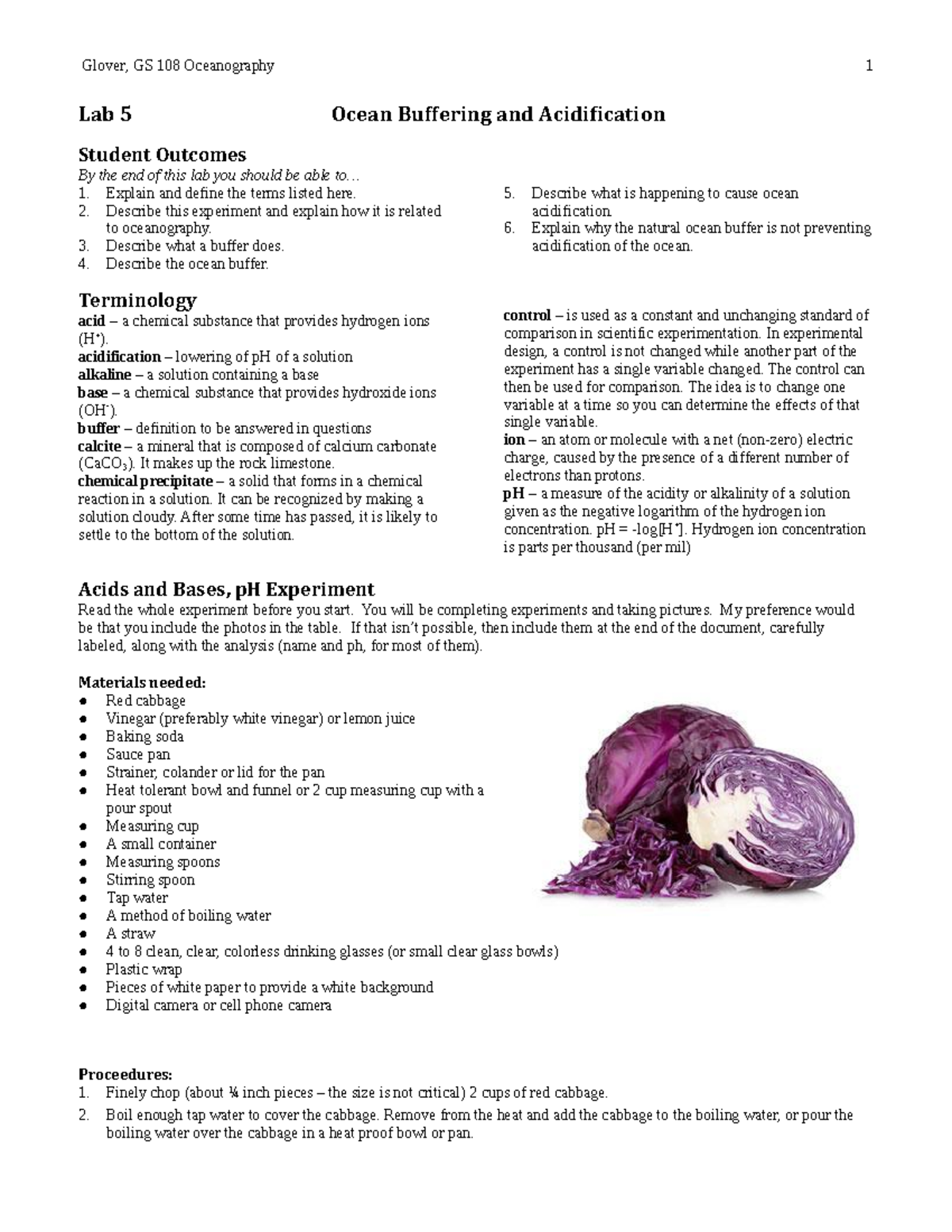 Lab 5: Exploring Ocean Buffering & Acidification in Oceanography - Studocu