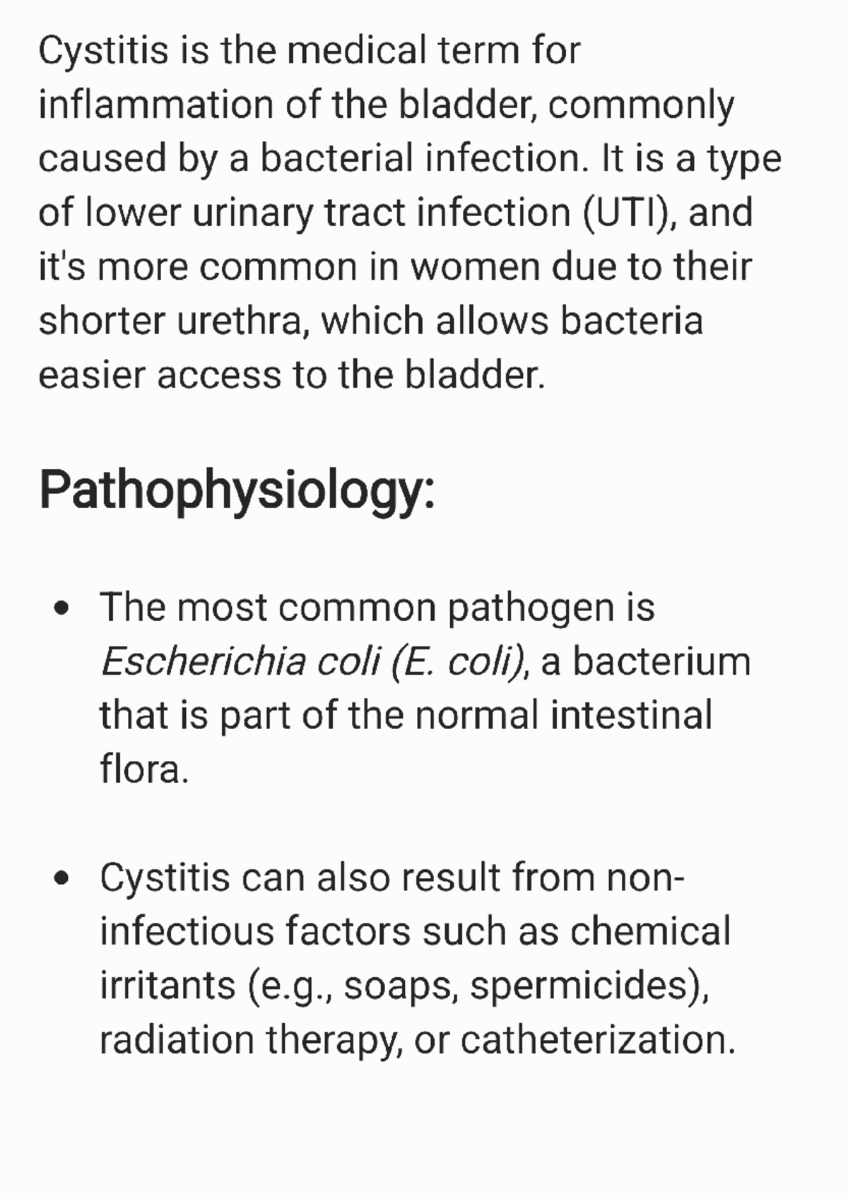 Cystitis - It is a type of lower urinary tract infection (UTI), and ...