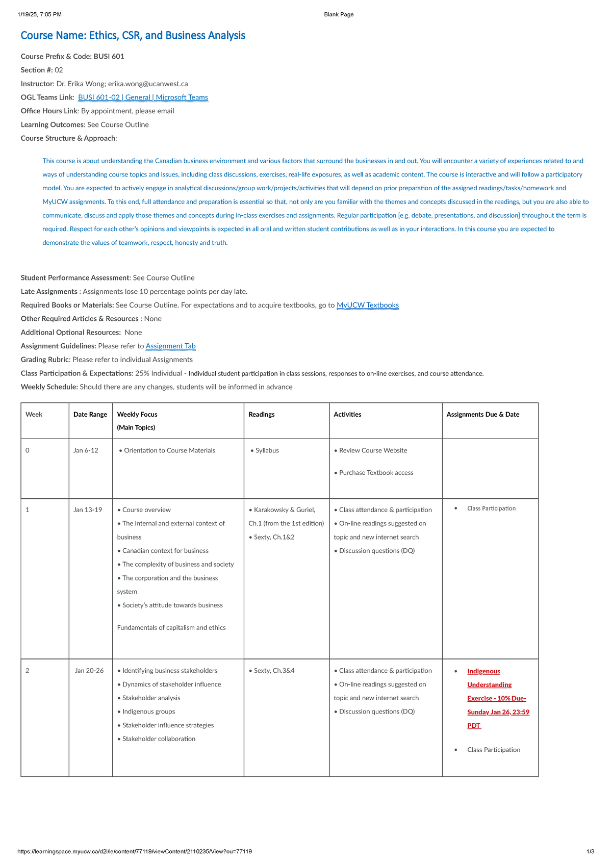 Detailed Syllabus for BUSI 601: Ethics, CSR, and Business Analysis ...