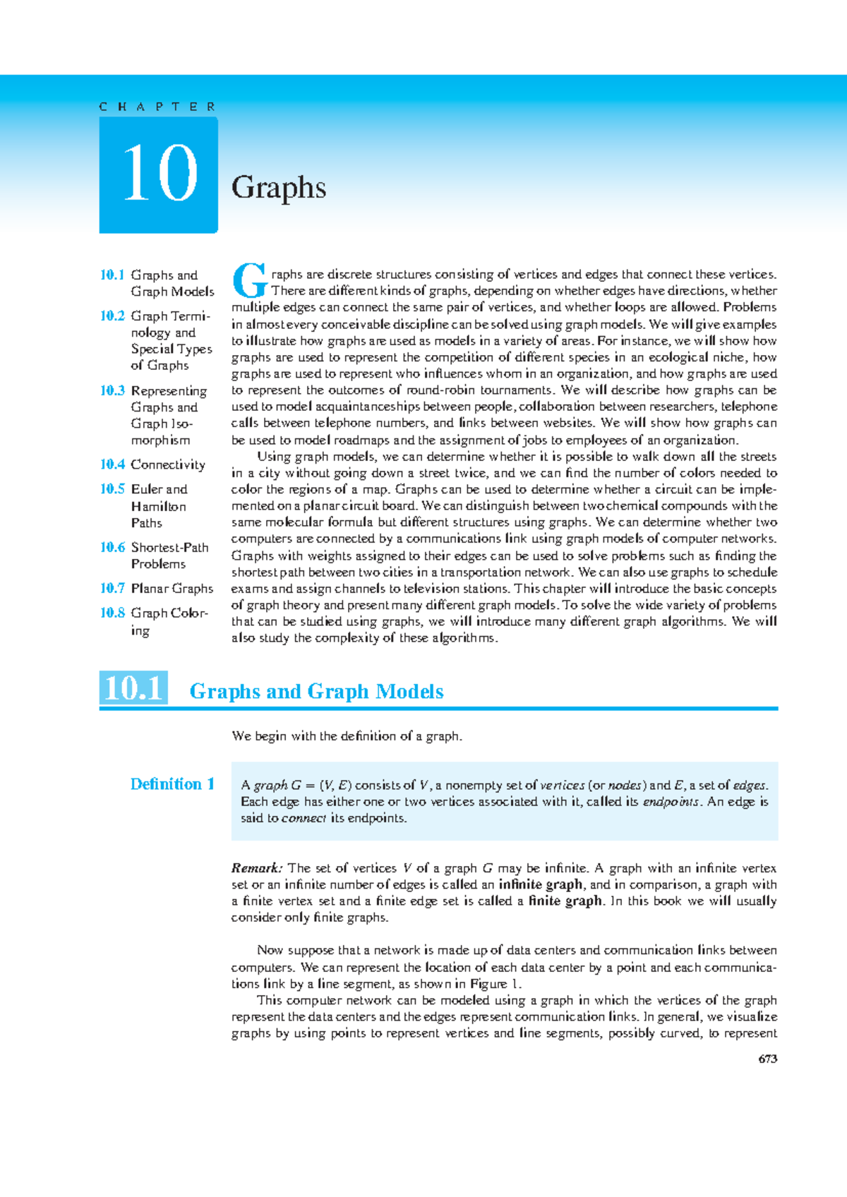 Chapter 10 Graphs - 10 CHAPTER Graphs 10 and Graph Models 10 Termi ...