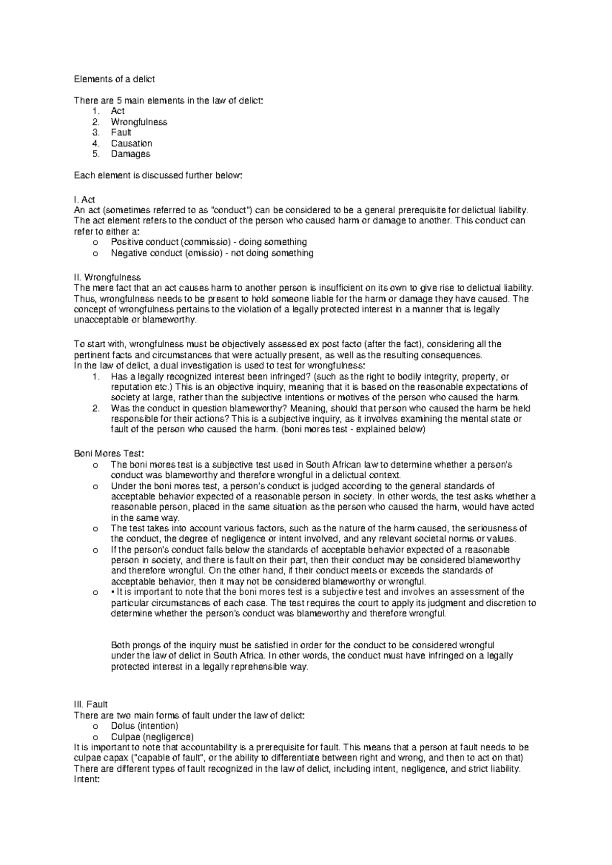 Elements of Delict: 5 Key Components for Legal Understanding - Studocu