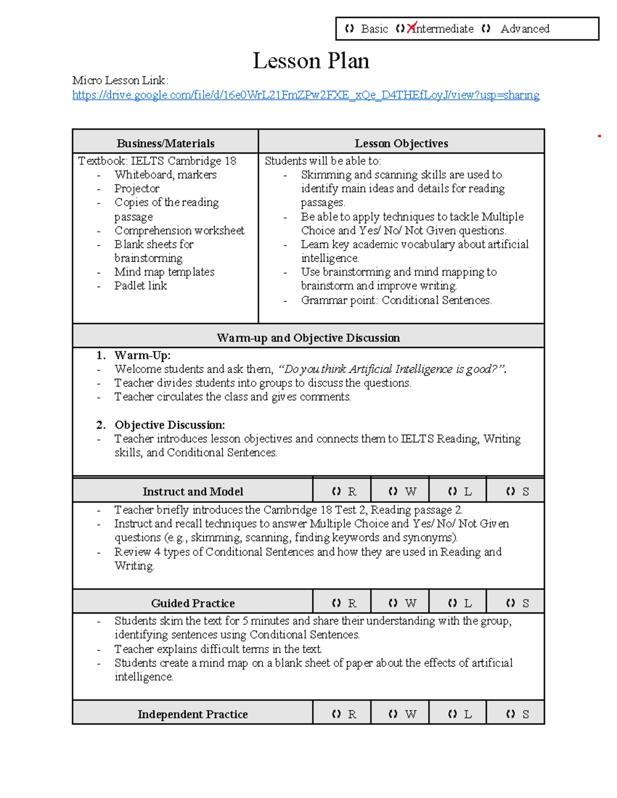 1 Edited Reading Writing Lesson Plan With Technology Lesson Plan