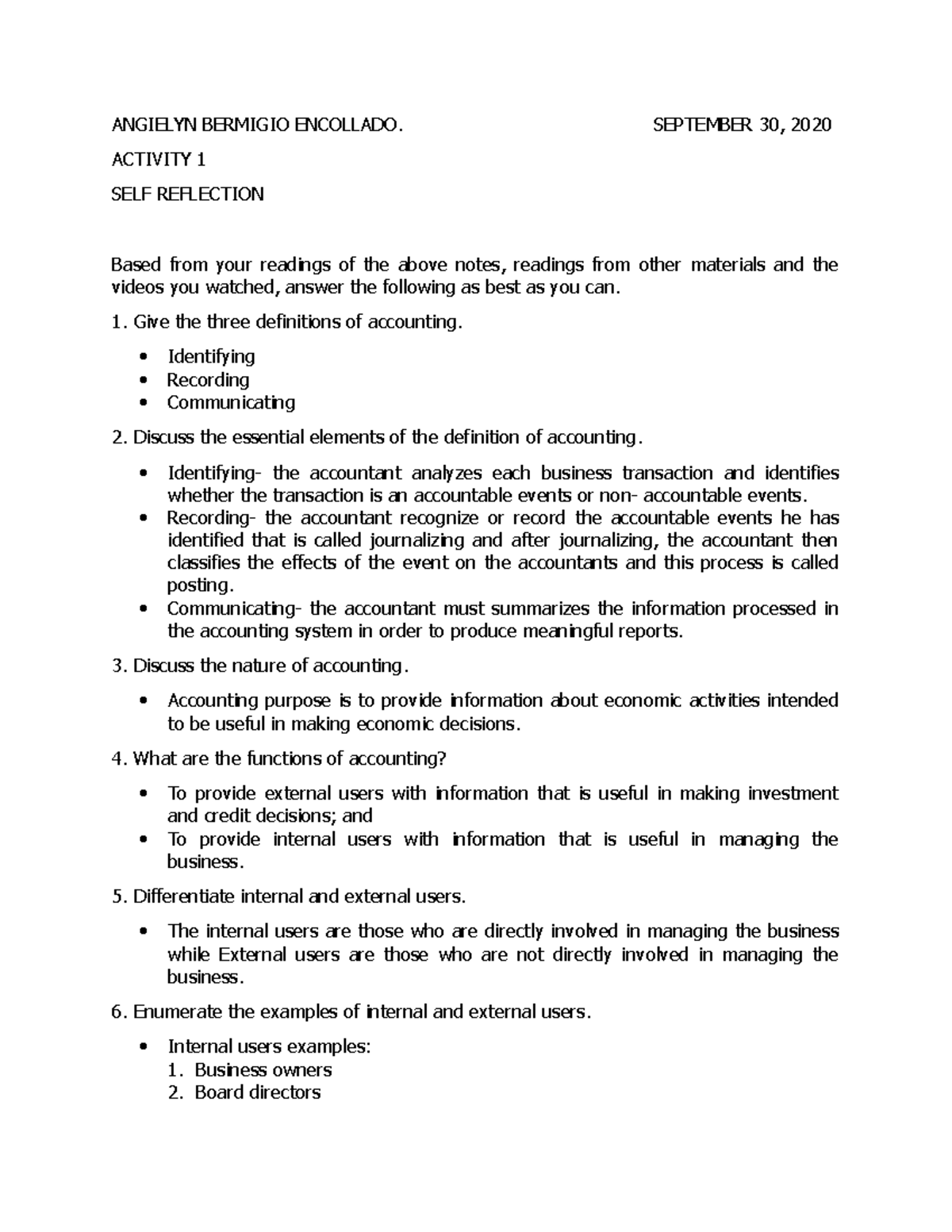 Activity 1 in SOLE - Bghh - ANGIELYN BERMIGIO ENCOLLADO. SEPTEMBER 30 ...