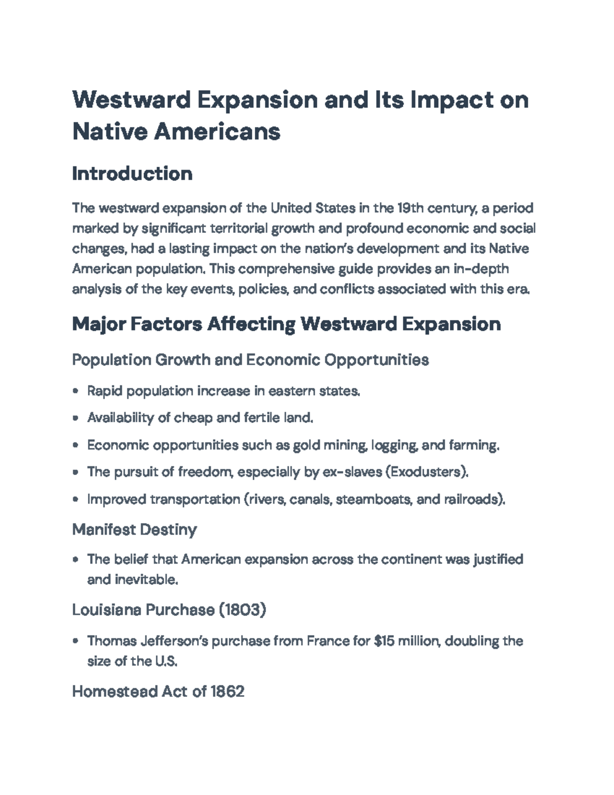 Westward Expansion: Impact on Native Americans and Historical Events ...