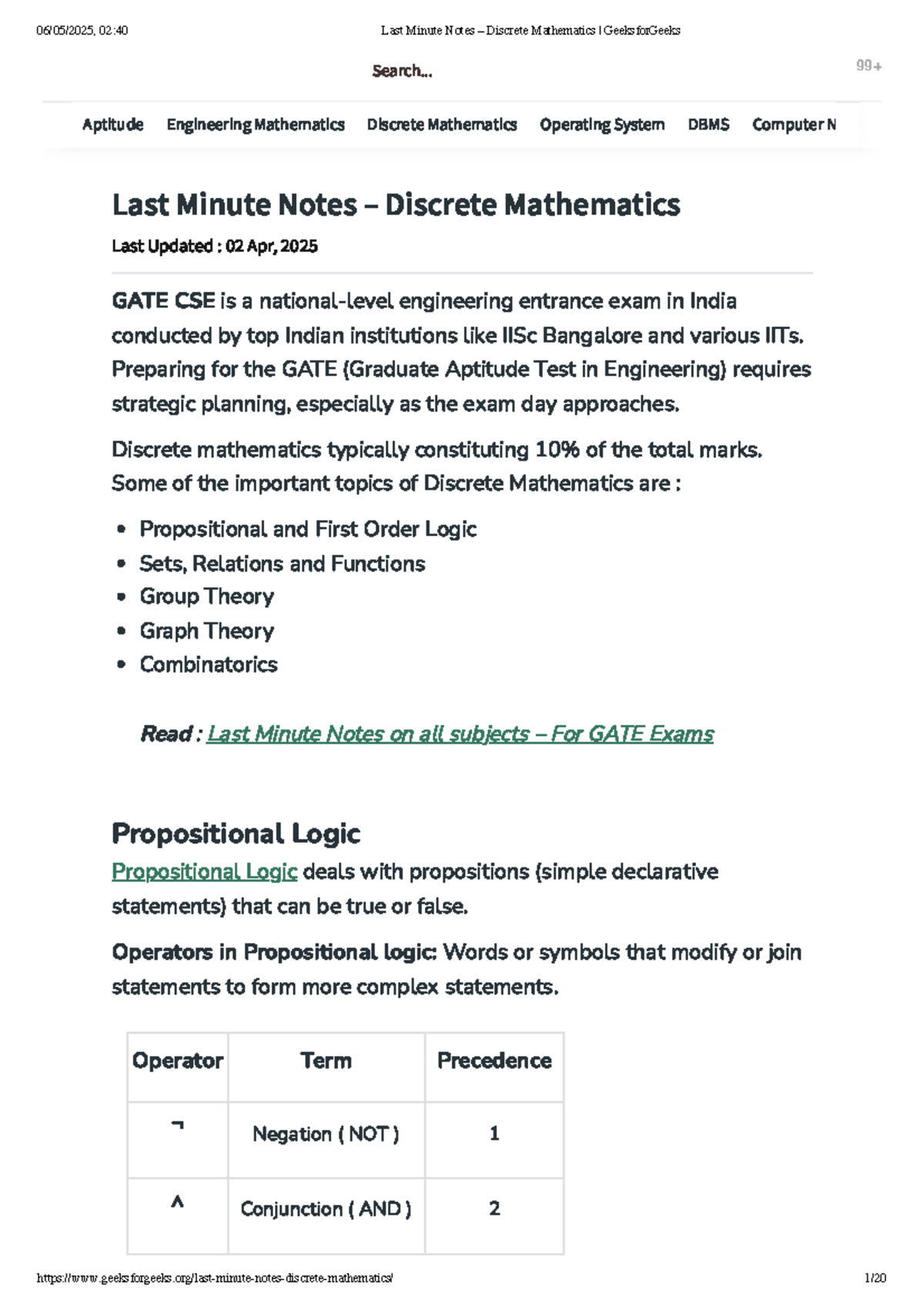 02:40 Last Minute Notes on Discrete Mathematics for GATE CSE - Studocu