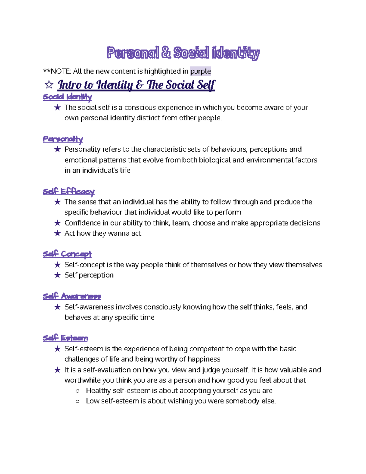 Society & Culture Study Notes: Personal & Social Identity (Topic 2 ...