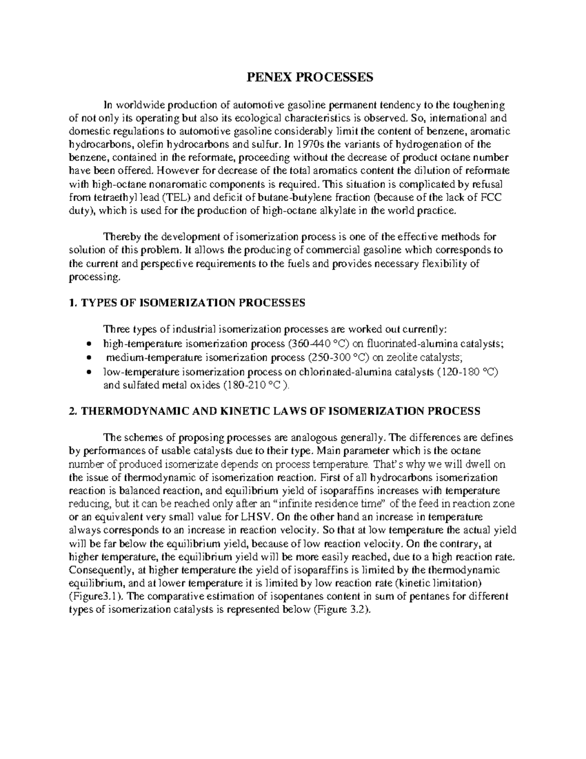 Penex Process: Overview and Isomerization Techniques Explained - Studocu