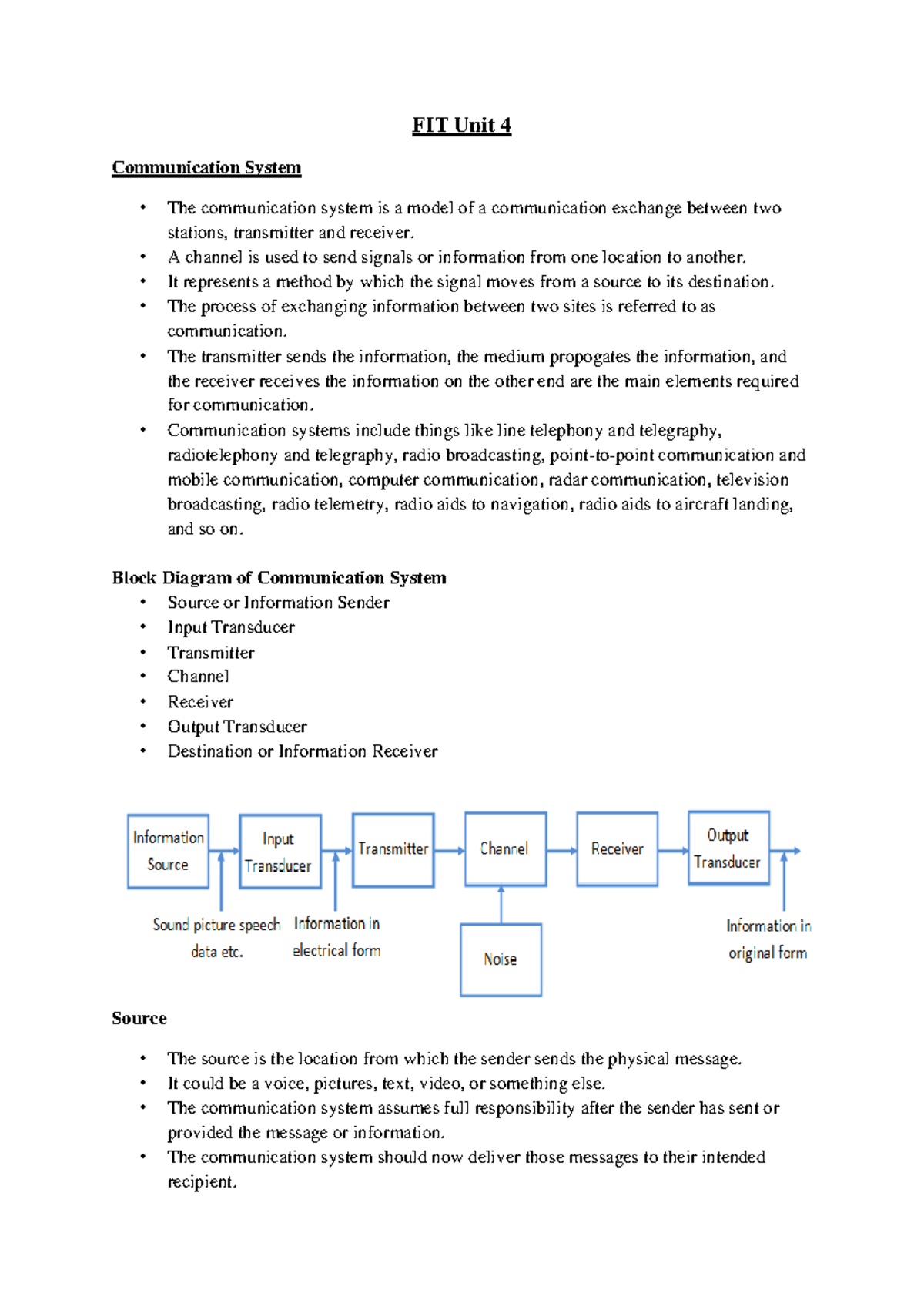FIT Notes Unit 4: Communication Systems and Transmission Media - Studocu