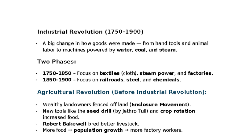 IND 101: Industrial Revolution Notes and Key Inventions - Studocu