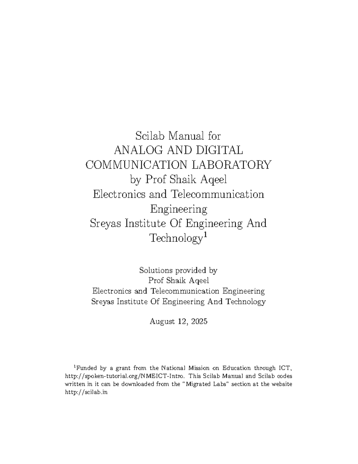 Scilab Manual for Analog & Digital Comm Lab (B.Tech II Year) - Studocu